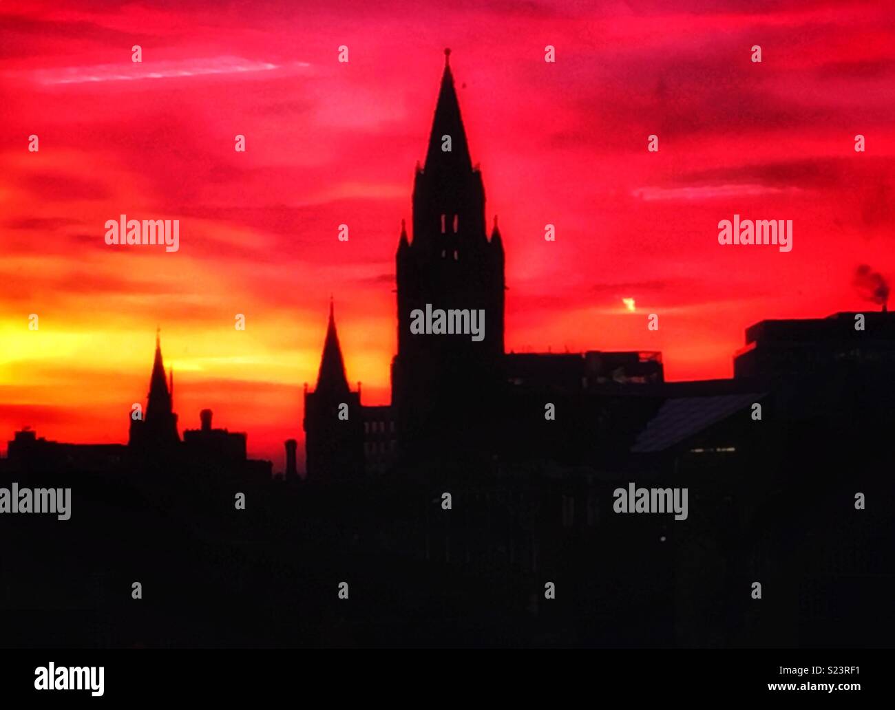 Manchester skyline at sunrise Stock Photo - Alamy