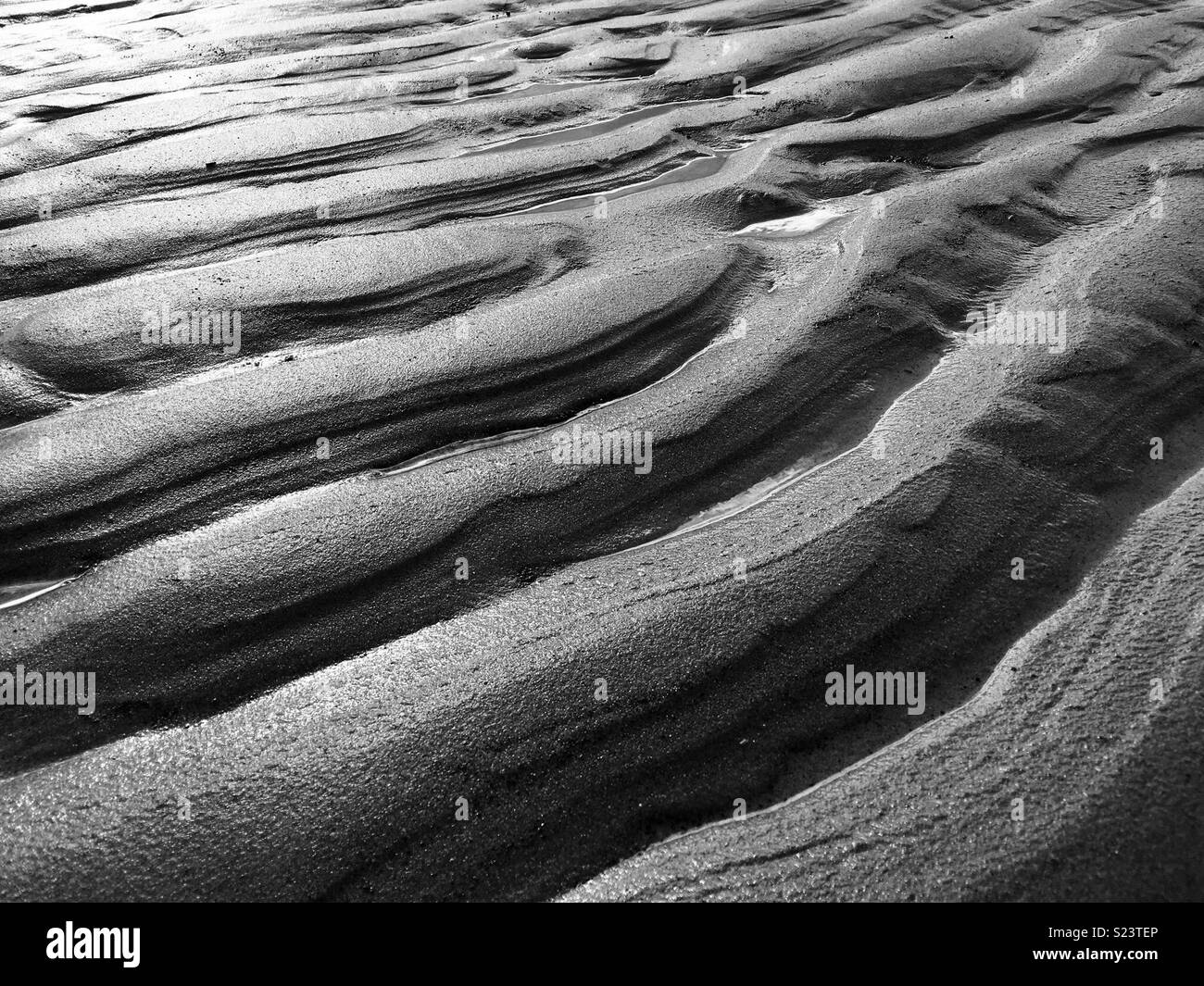 Sandy beach sand beach sandy Black and White Stock Photos & Images - Alamy