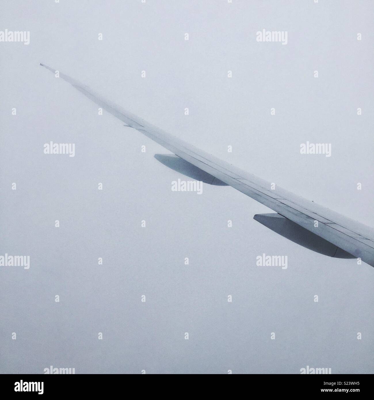 The wing of a Boeing 777 in flight Stock Photo - Alamy