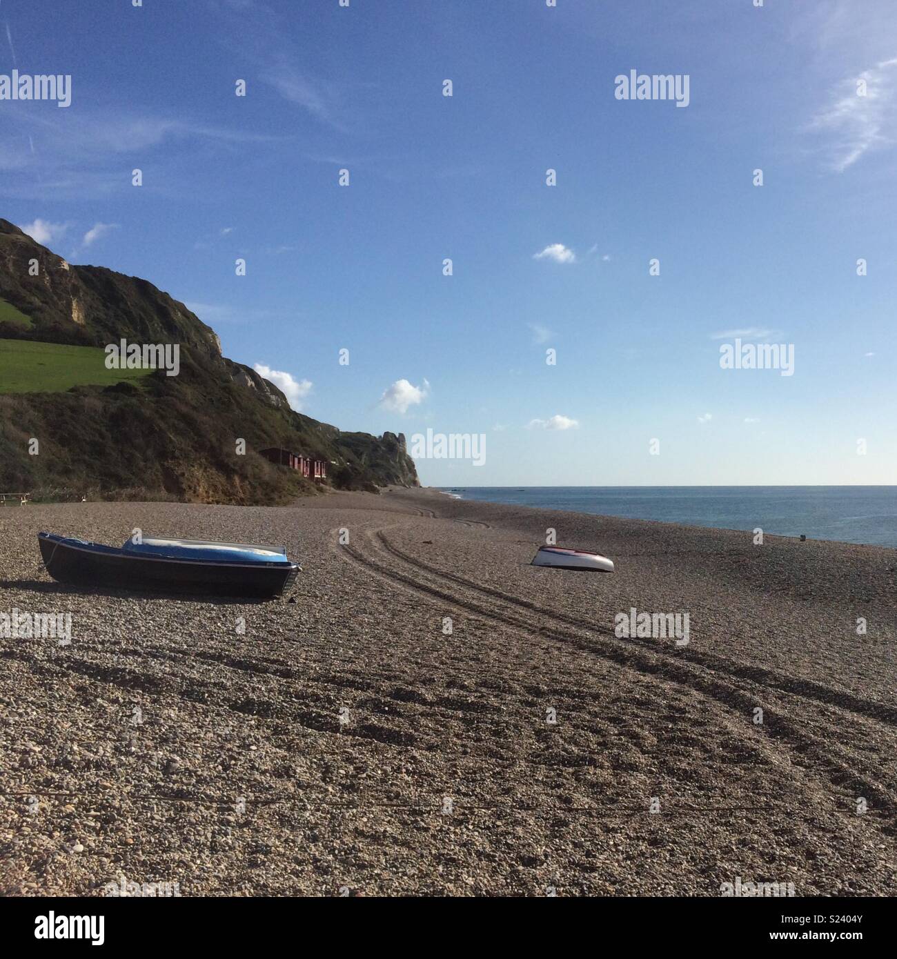 Boat on Branscombe Beach, Devon, Uk Stock Photo - Alamy