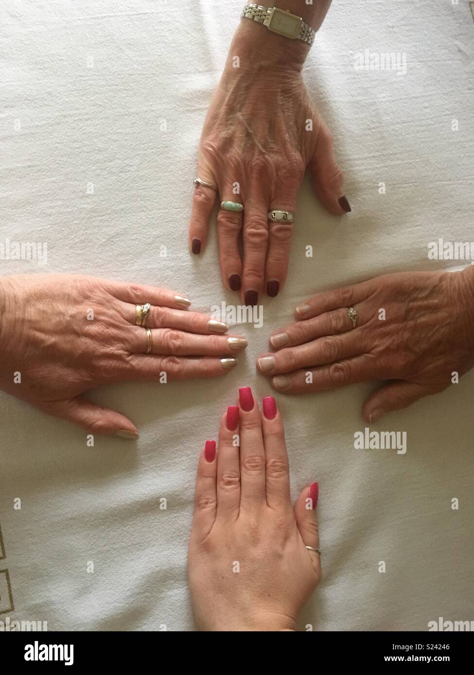 Ladies’ hands...Mum, daughter, grandma, aunt Stock Photo - Alamy
