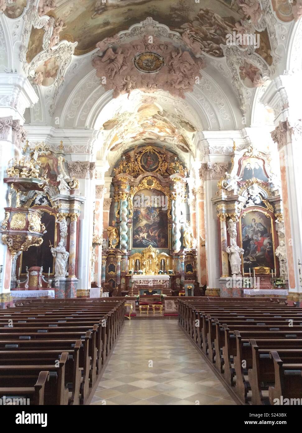 Interior of Monastery Church St. Michael, Metten, Bavaria, Germany ...