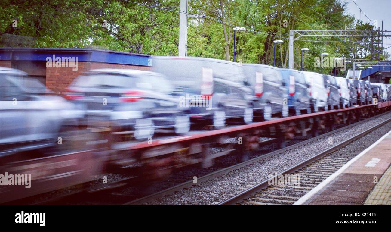 Car transporter train hi-res stock photography and images - Alamy