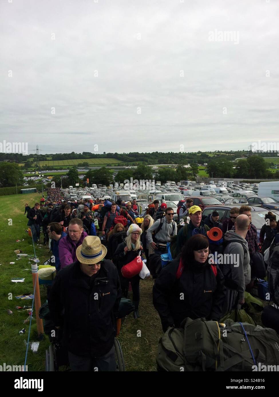 Glastonbury Festival queue Stock Photo - Alamy