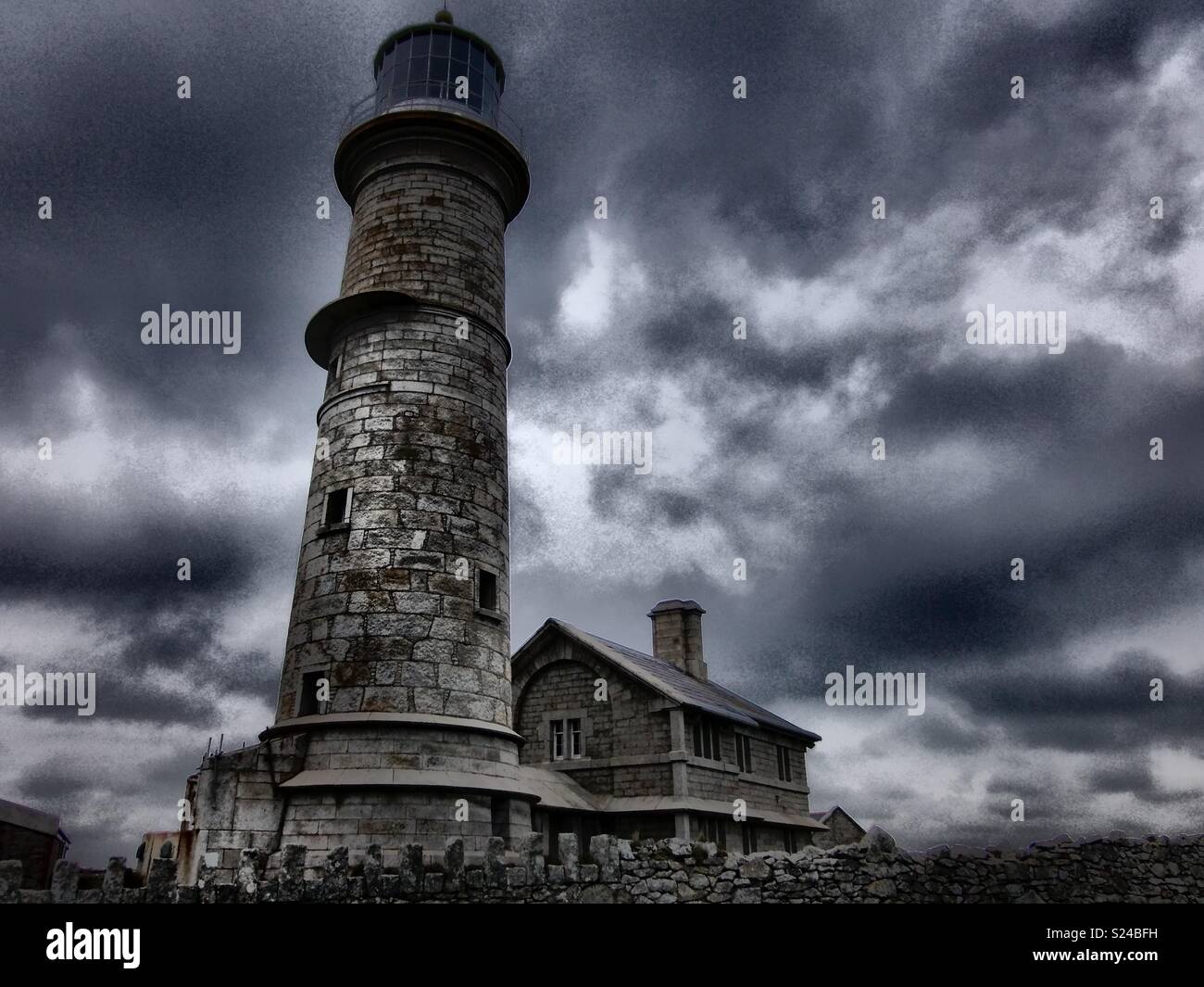 Dramatic moody lighthouse Lundy Island Stock Photo - Alamy