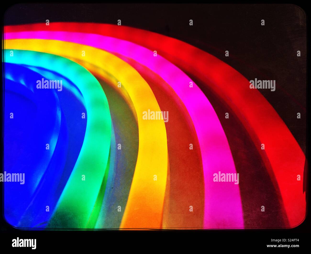 Bright Rainbow Neon LED lights Stock Photo - Alamy