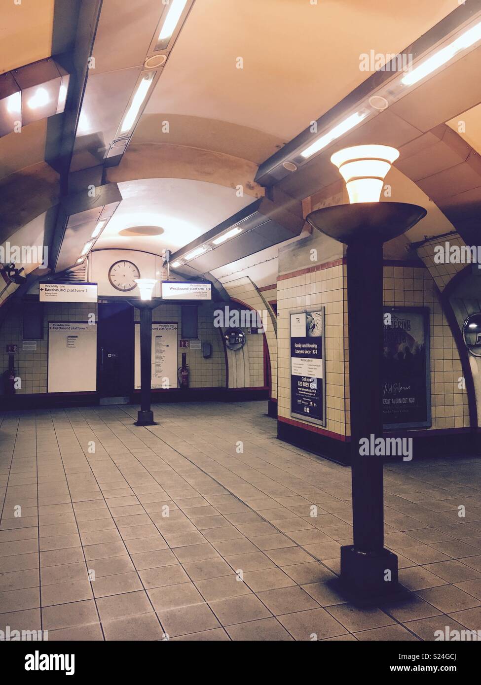 Lamps inside tube station Stock Photo - Alamy