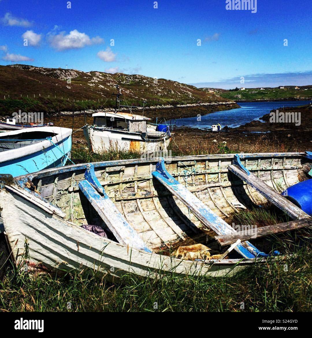 Old boats in Ranish, Isle of Lewis, Scotland Stock Photo - Alamy
