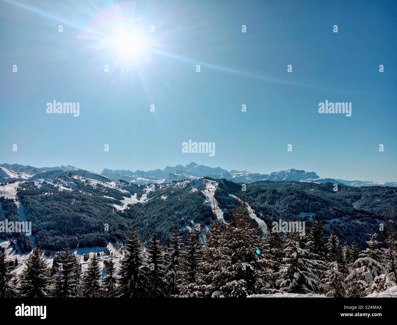 snowy mountain view towards Mt Blanc Stock Photo - Alamy