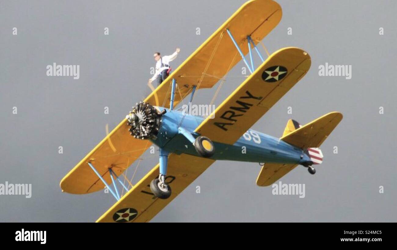 Wing walking, plane hi-res stock photography and images - Alamy