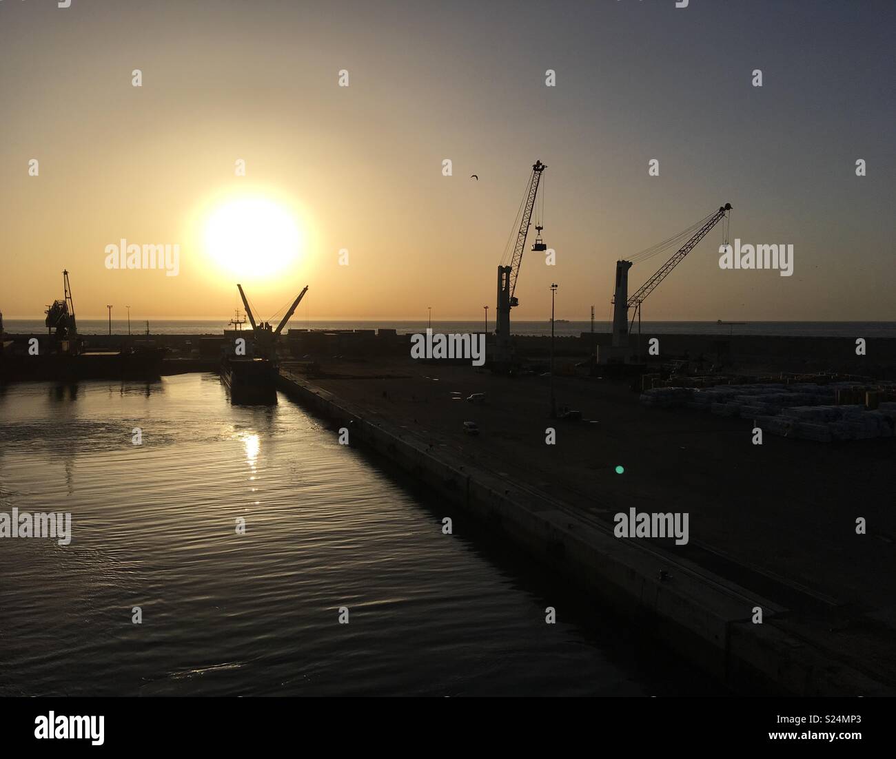Sunset over the ocean at the Port of Agadir, Morocco Stock Photo - Alamy
