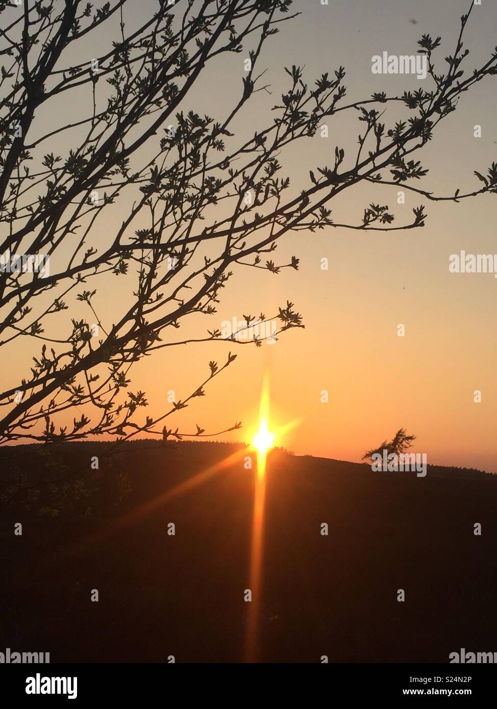 Sun falling into the moors Stock Photo - Alamy