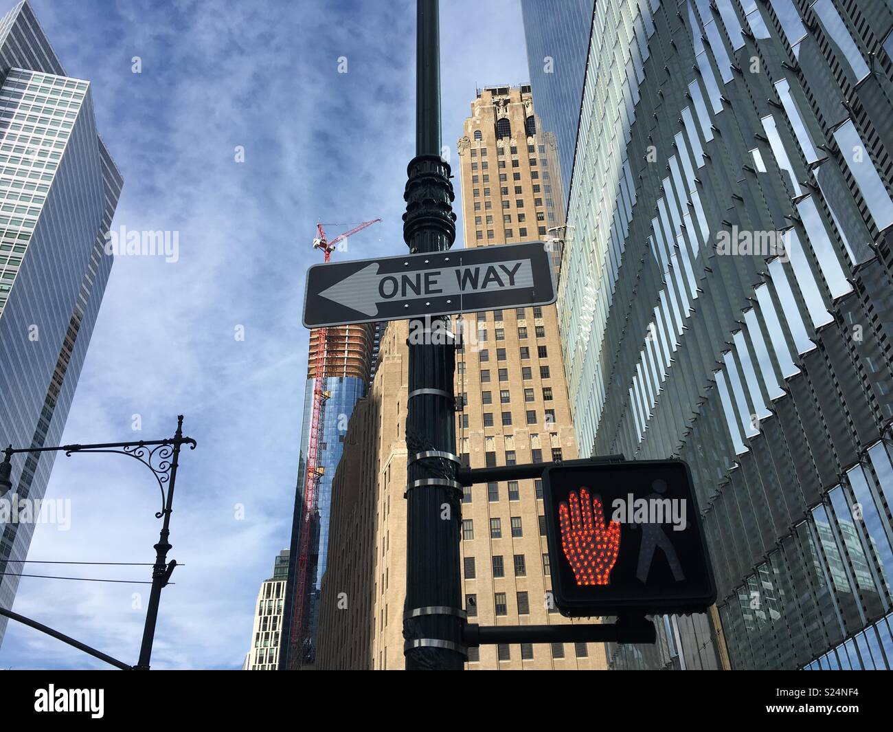 New york city one way street sign Stock Photo - Alamy