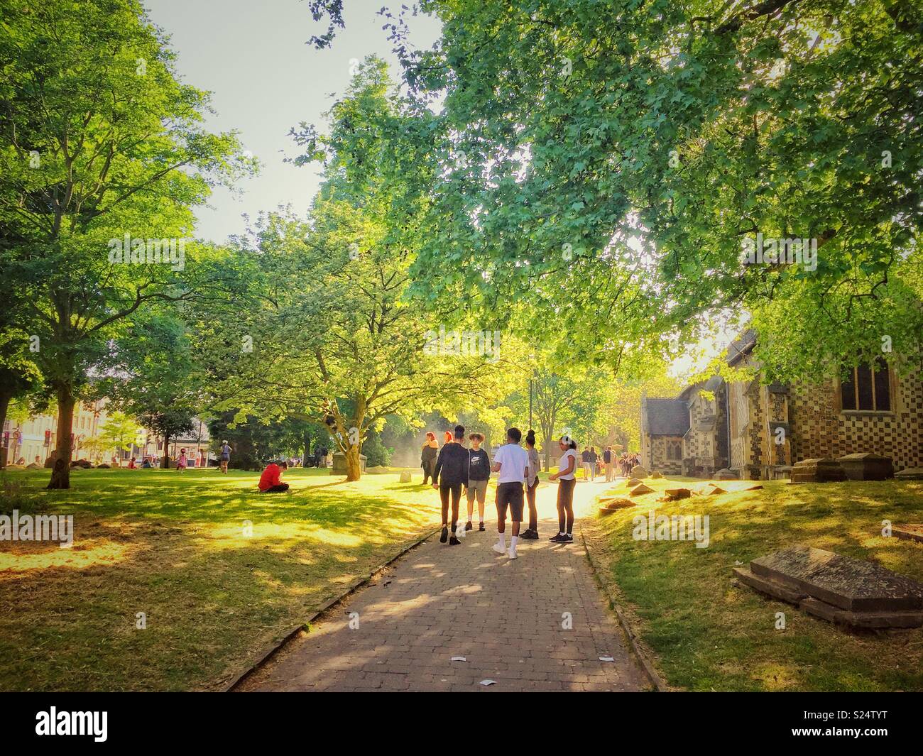 A path through the grounds of Reading Minster of St Mary the Virgin ...