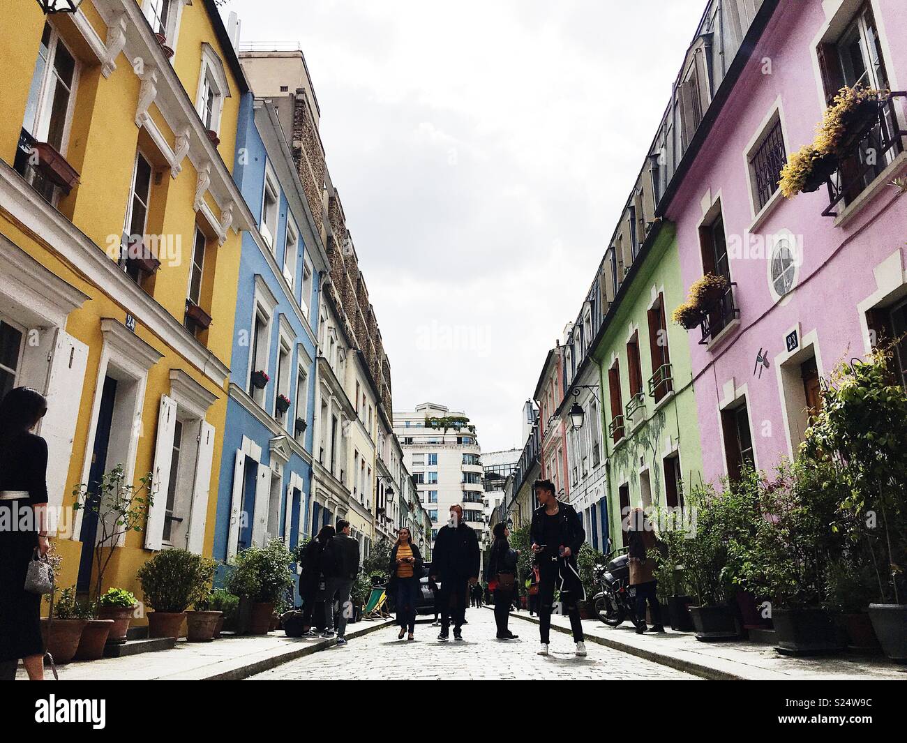 Coloured homes in Paris Stock Photo - Alamy