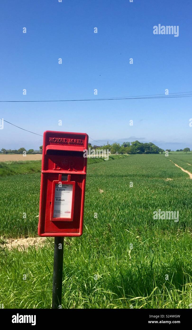Wonky post box in the Norfolk countryside Stock Photo - Alamy