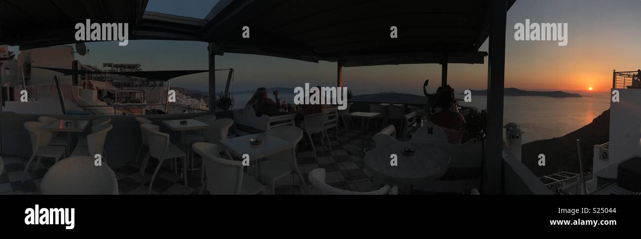 Sunset panoramic, Fira, Santorini, Greece Stock Photo - Alamy