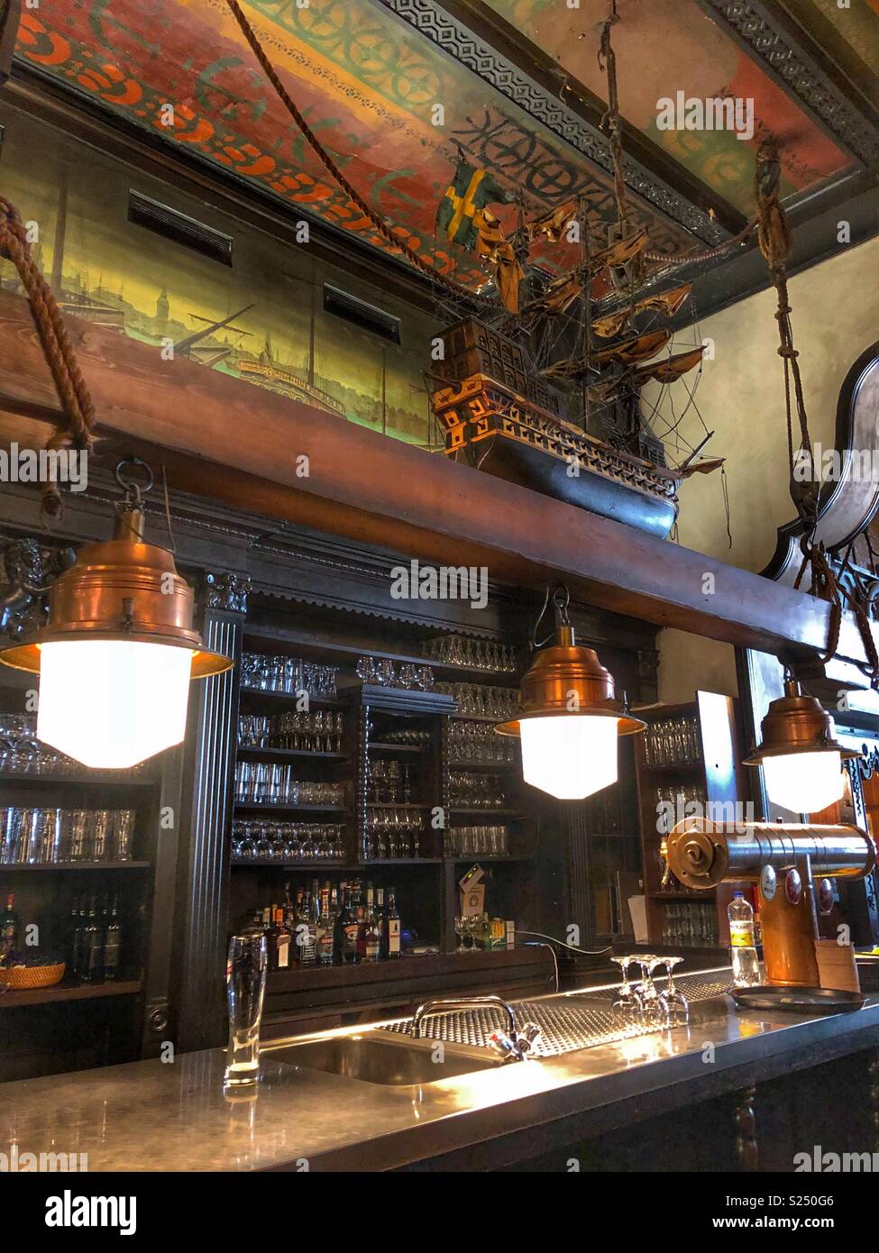 Rustic bar in an original historic restaurant in Hamburg, Germany Stock ...