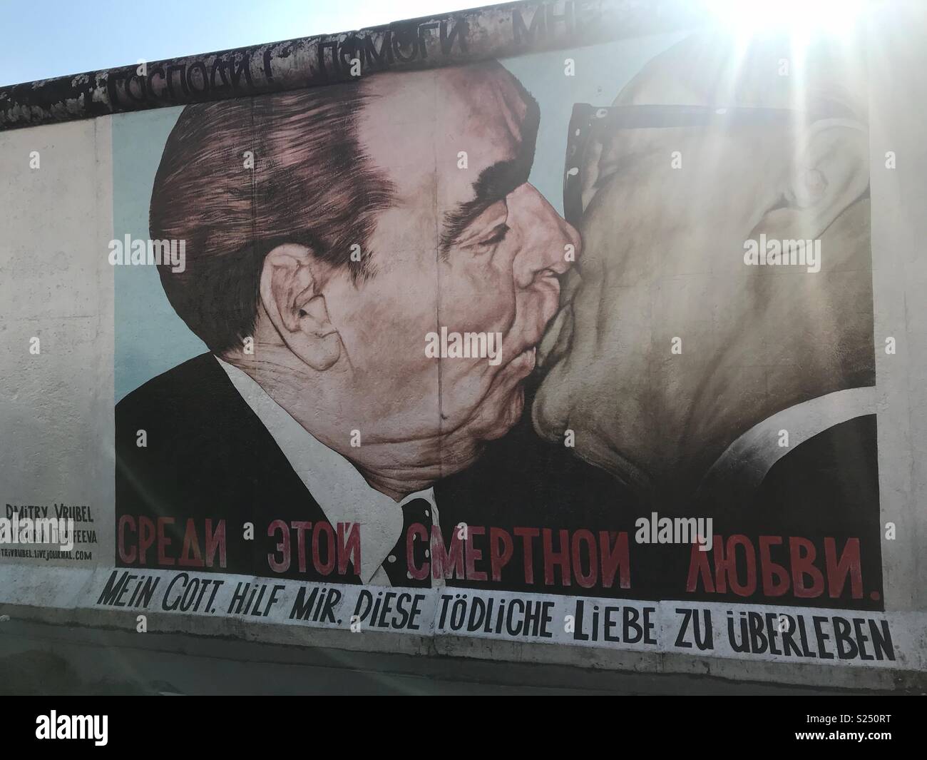 Controversial artwork on the Berlin Wall in the East side gallery Stock ...