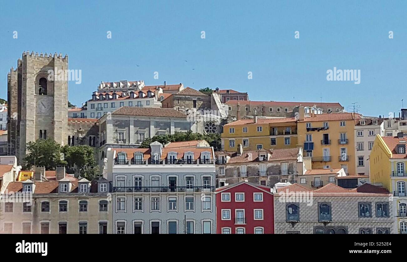 Front of buildings in Lisbon Stock Photo - Alamy