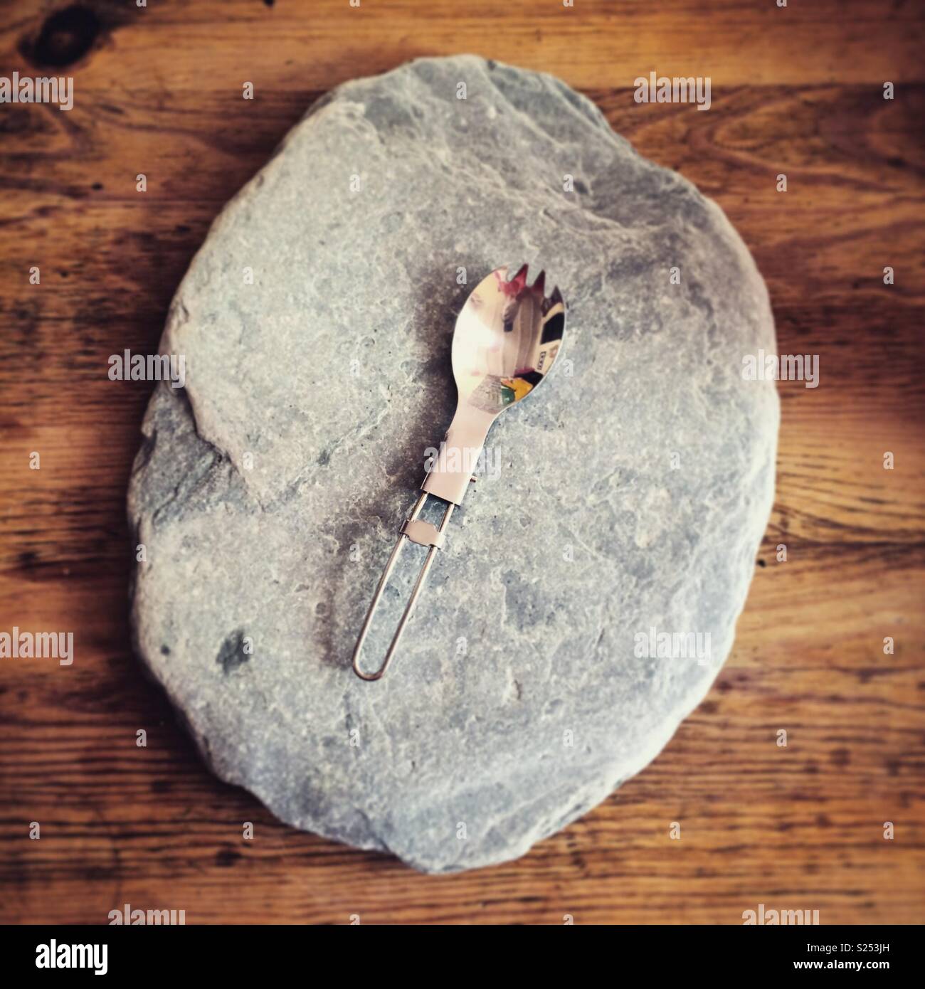 Spork on stone Stock Photo - Alamy