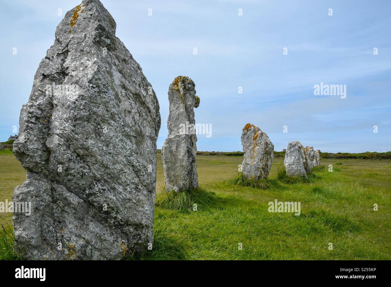 Lagatjar Alignment of standing stones near Camaret-sur-Mer in Brittany ...