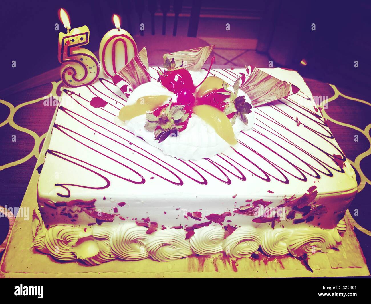 50th celebration cake in a vintage style Stock Photo - Alamy