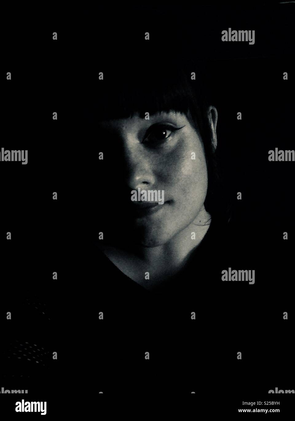 Black and white portrait dramatic look Stock Photo - Alamy