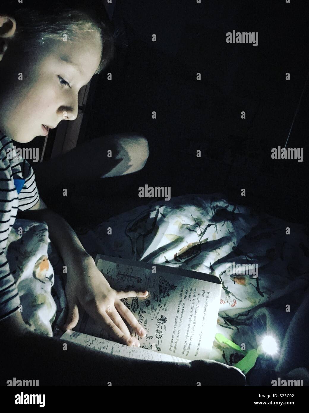 Boy reading book night hi-res stock photography and images - Alamy