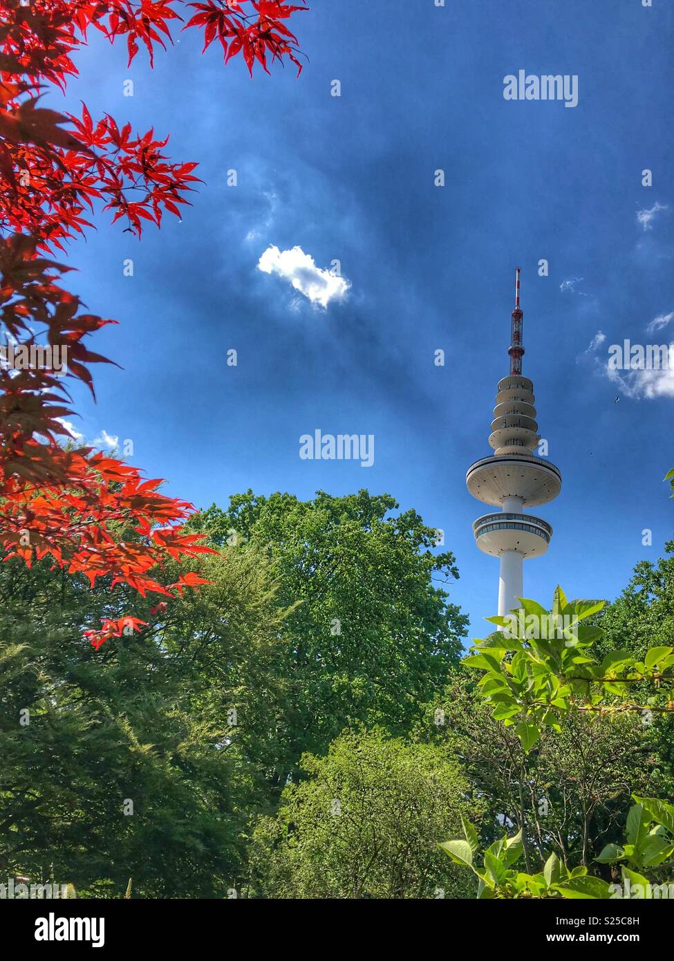 View of the iconic telecommunications tower in Hamburg, Germany Stock ...