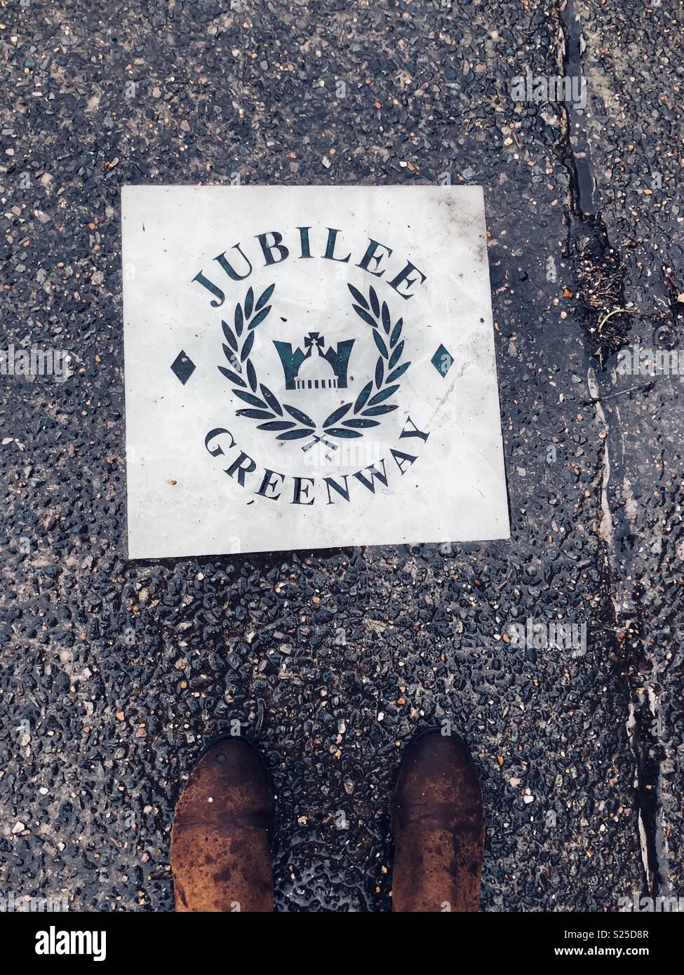 Jubilee greenway floor sign in Bow, tower hamlets, East London Stock ...