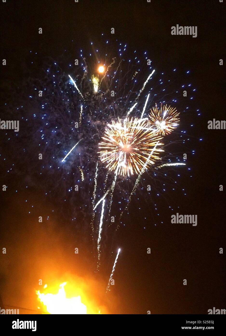 Fireworks with fire Stock Photo - Alamy