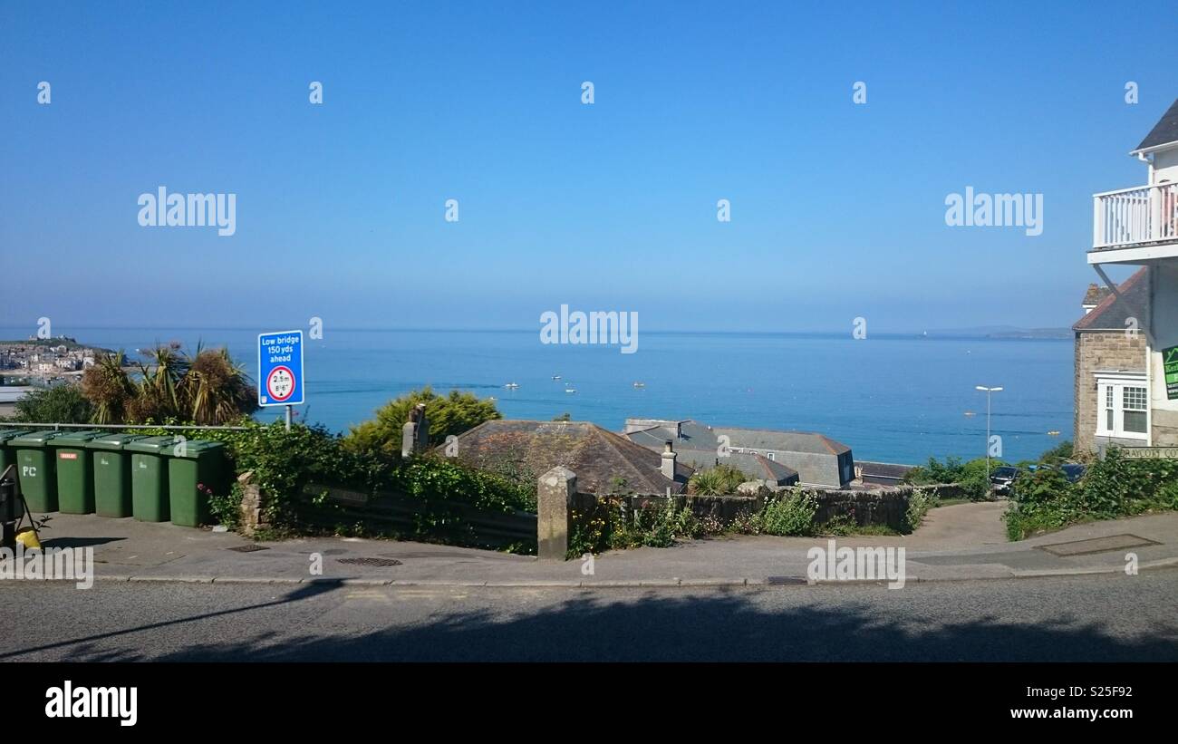 View of the Atlantic Ocean and St Ives bay Stock Photo - Alamy