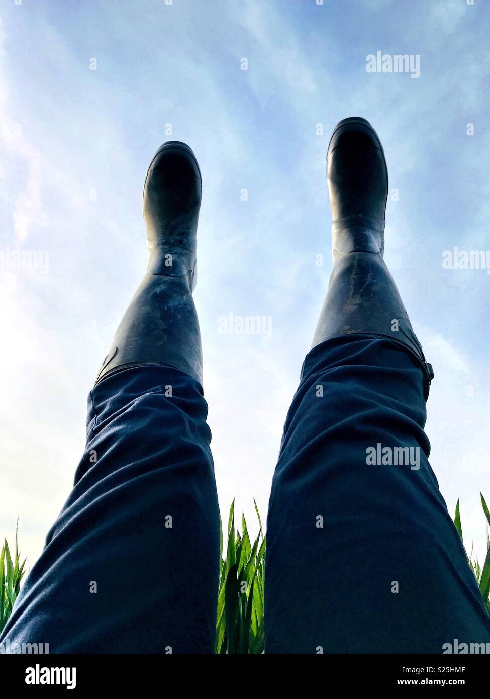 Pair of Wellington boots, in the air Stock Photo - Alamy