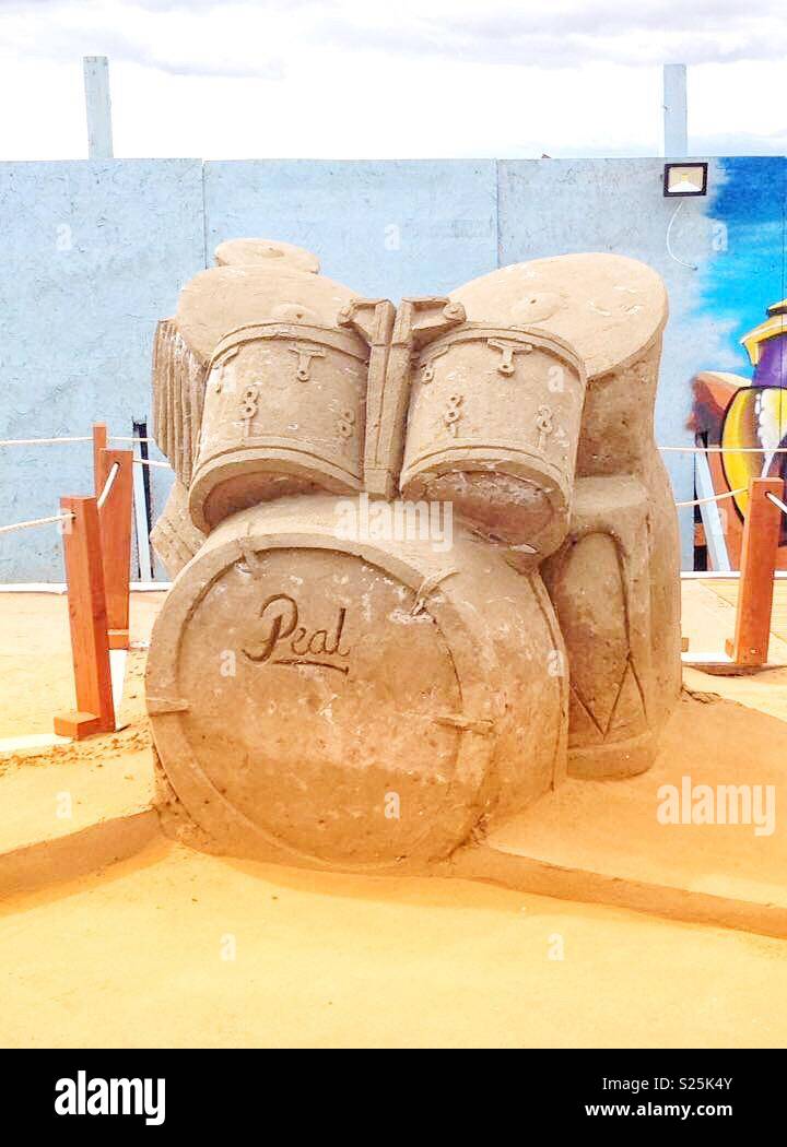 Drums sand sculpture Stock Photo - Alamy