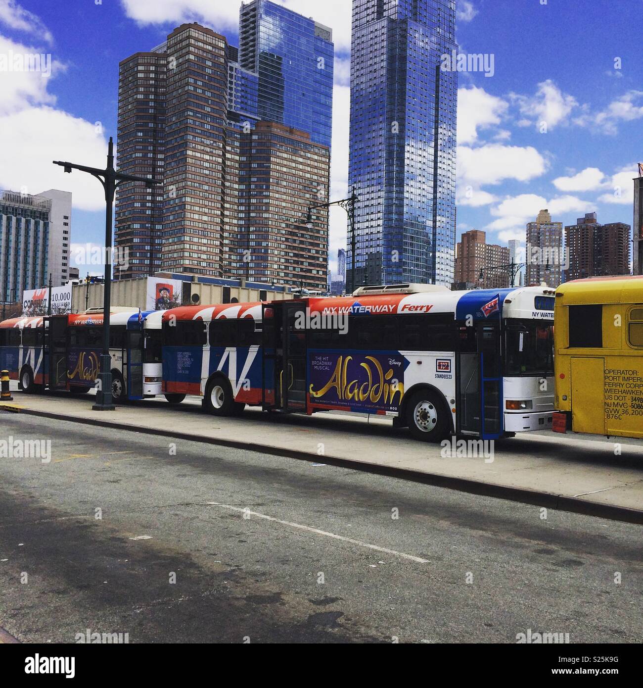 New York Waterway busesadvertising Aladdin and other Broadway musicals ...