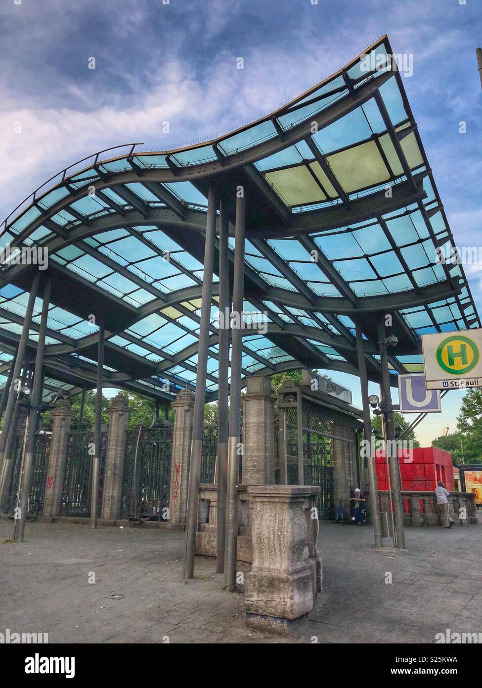 Modern glass addition to an old metro station in Hamburg, Germany Stock ...