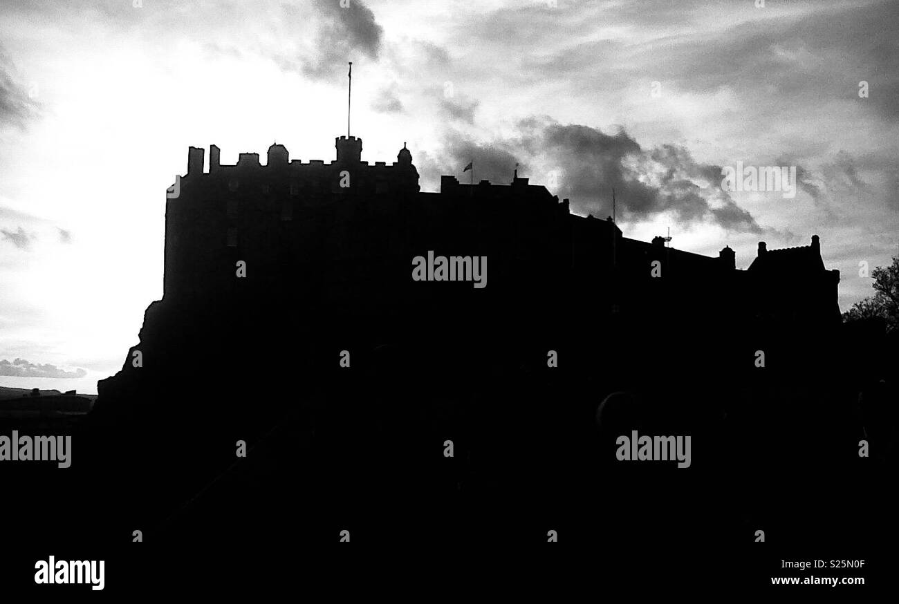 Edinburgh Castle in the shadows Stock Photo - Alamy