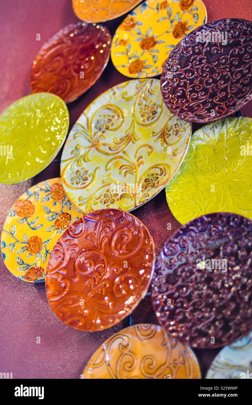 Colored plates display Stock Photo - Alamy