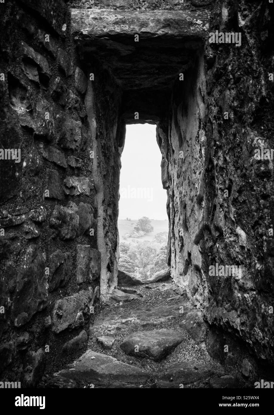 Castle black and white window Black and White Stock Photos & Images - Alamy