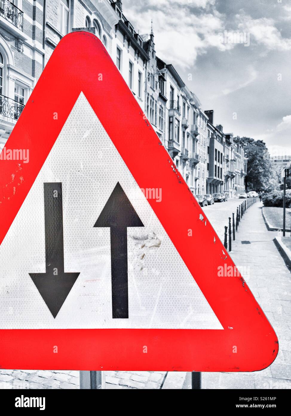 Two way road sign Stock Photo - Alamy