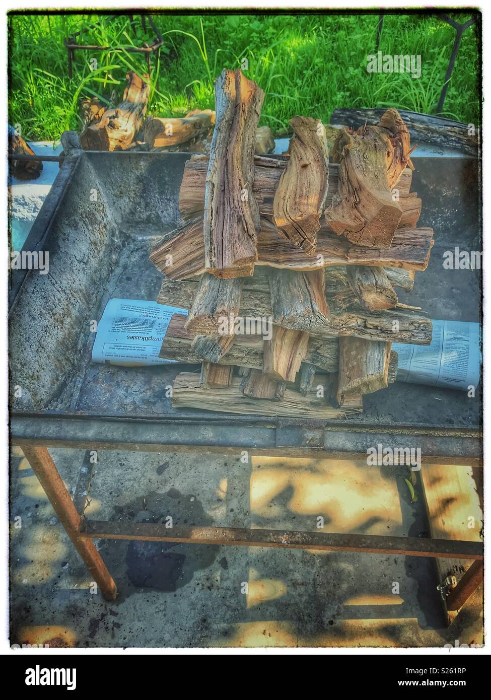 Fire packed and ready to be lit Stock Photo - Alamy