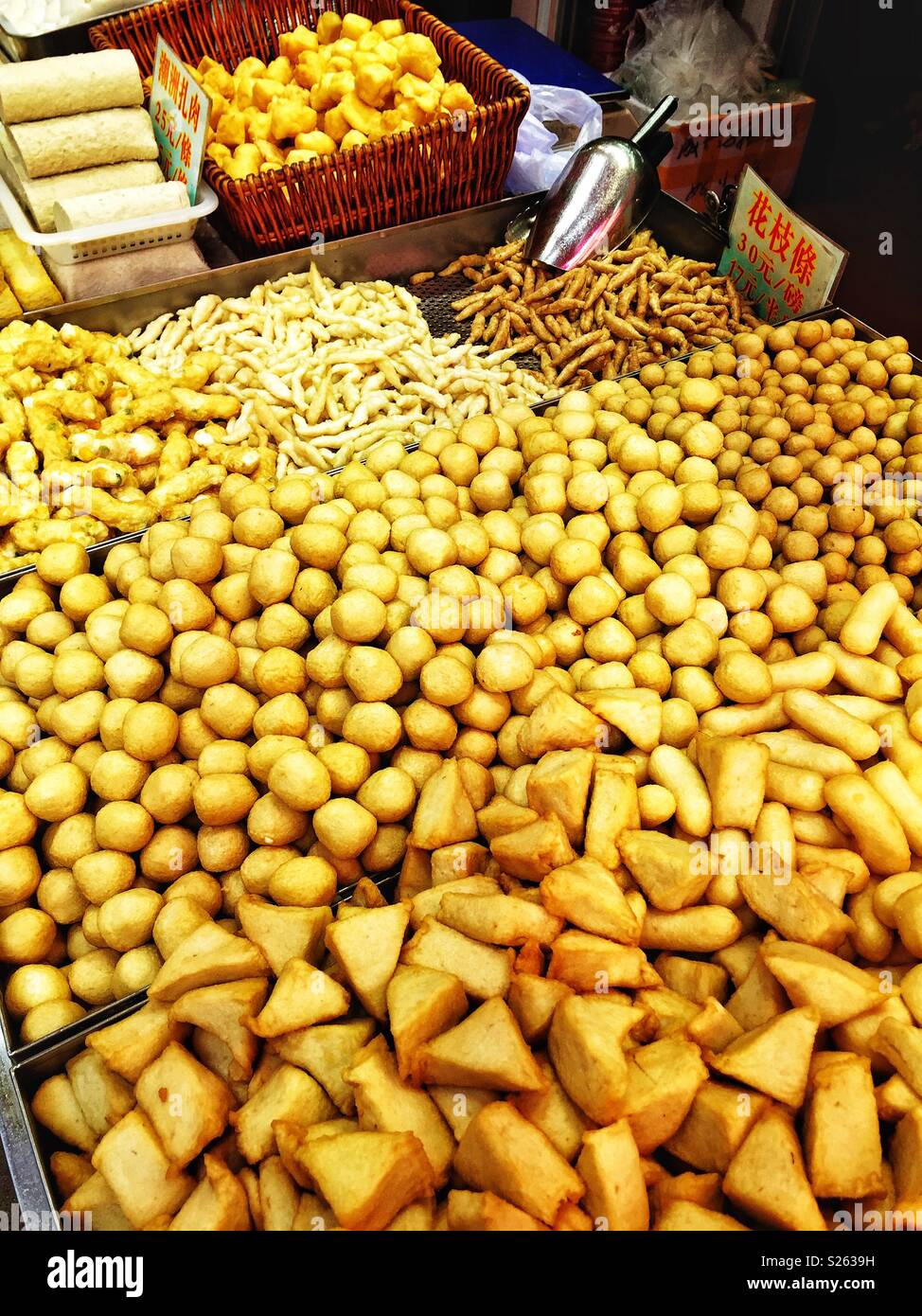 Different types of tofu for sale in a food market, Yuen Long, New ...