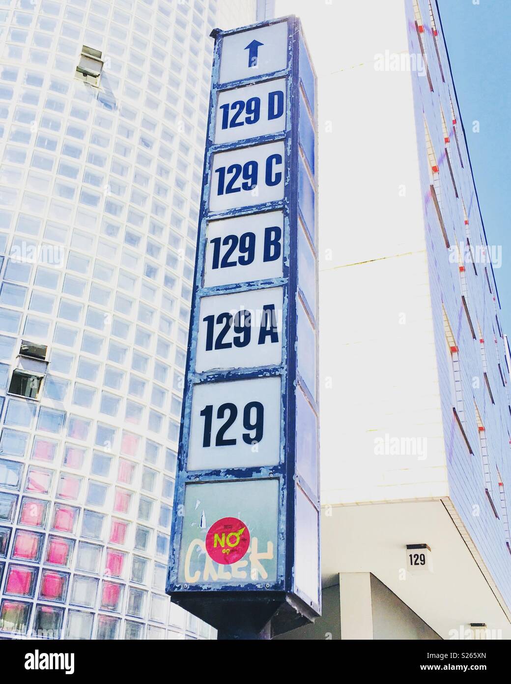 Street house numbers column Stock Photo - Alamy