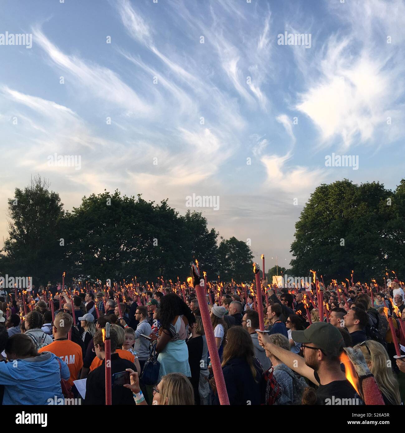 Wildfires Festival March, Procession of fire, at Wiston House, West ...