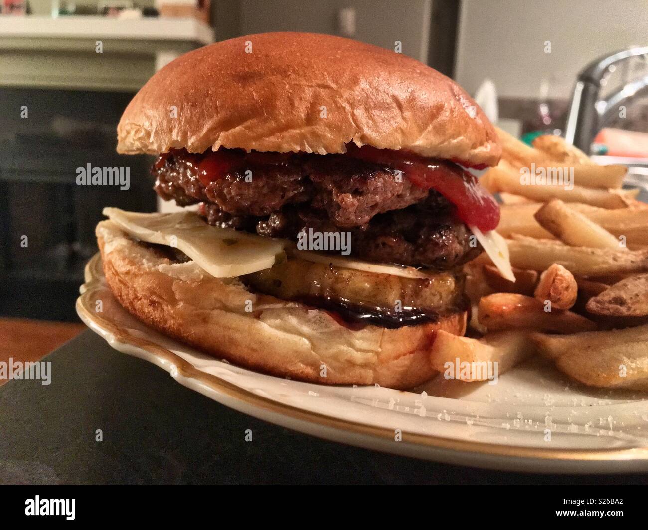Burger and double fries hi-res stock photography and images - Alamy