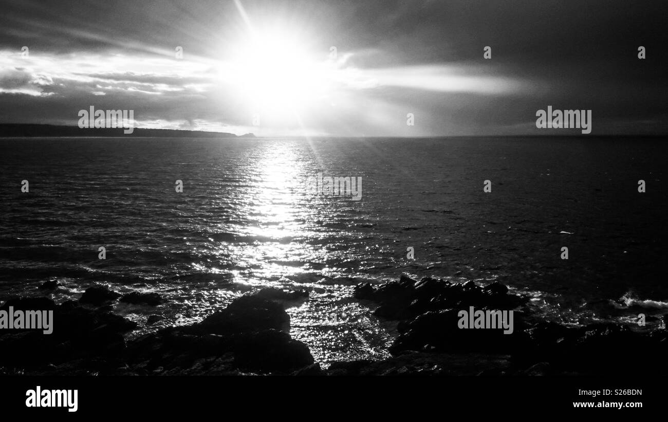 Black and white sunset Stock Photo - Alamy