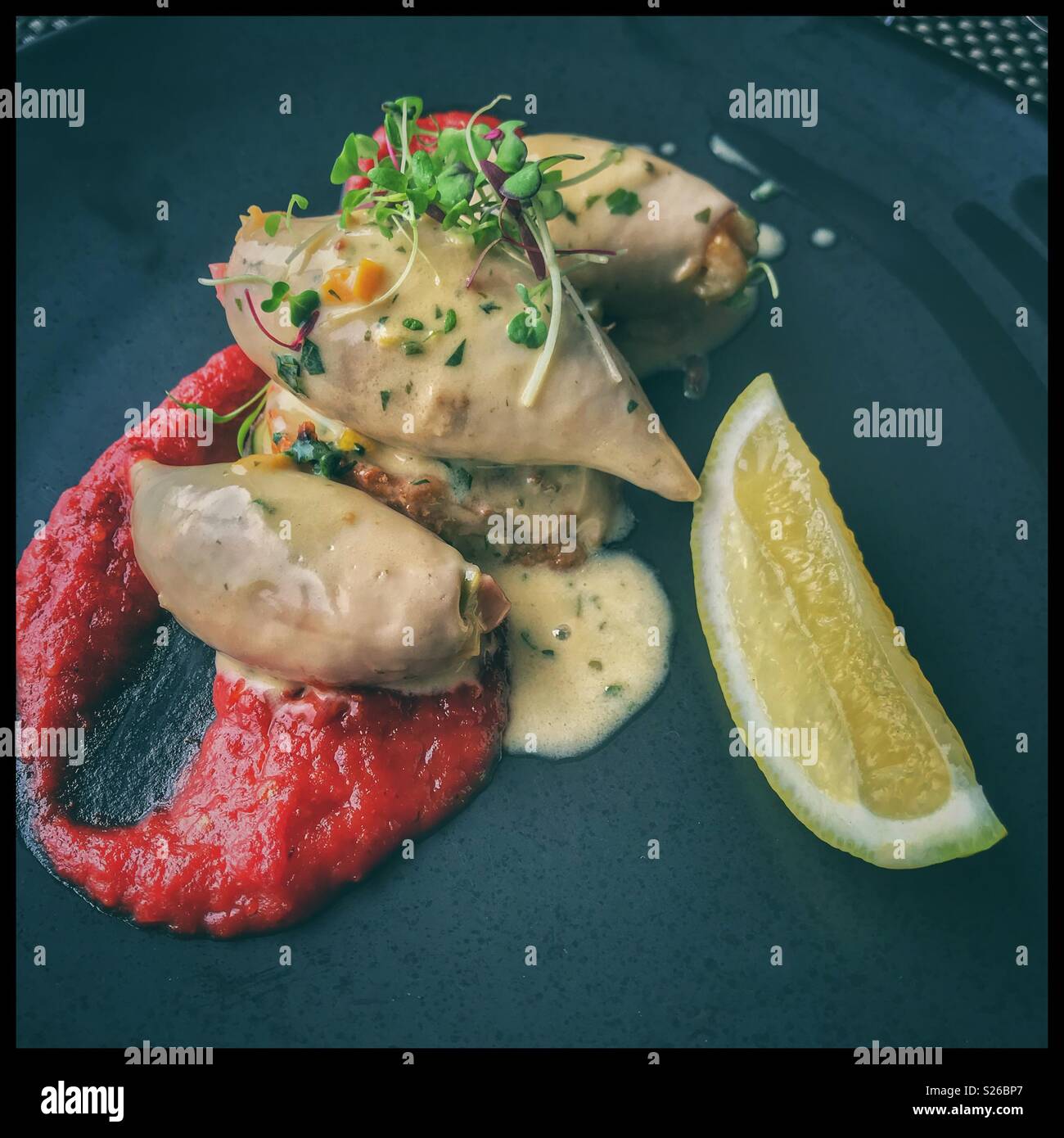 Calamari starter at Boca restaurant, Franschhoek, South Africa Stock ...