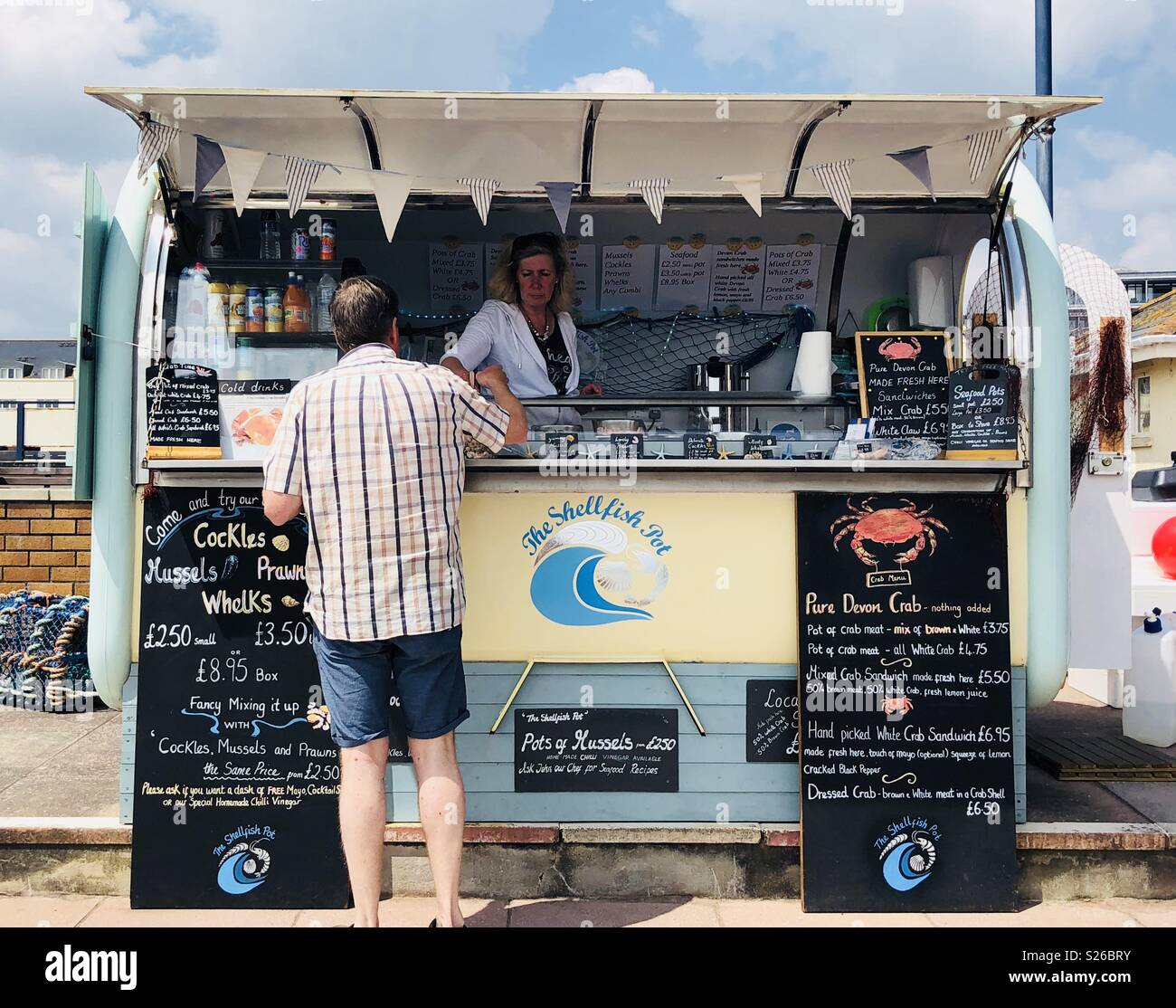 The shellfish pot selling seafood on the coast in Teignmouth, South ...