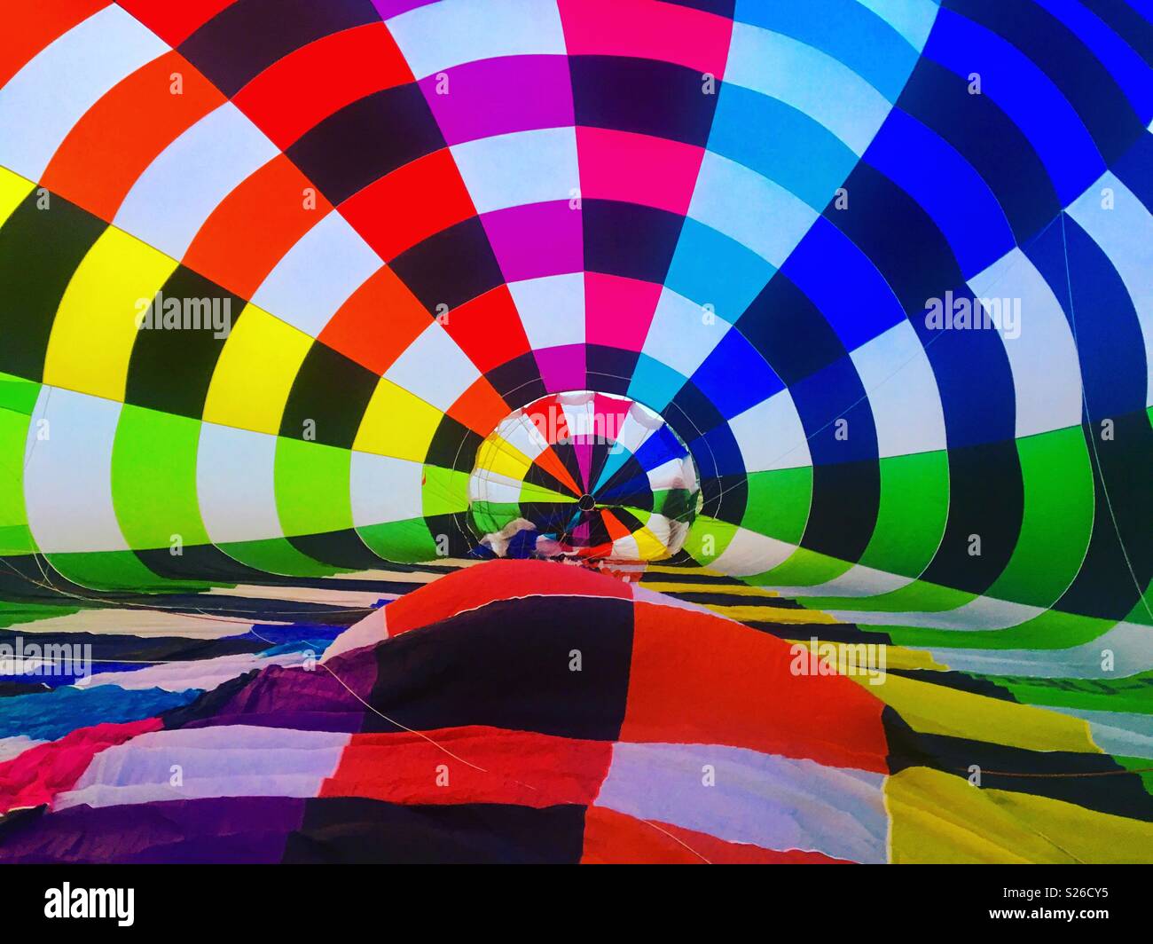 Hot Air Balloon inflation Stock Photo - Alamy